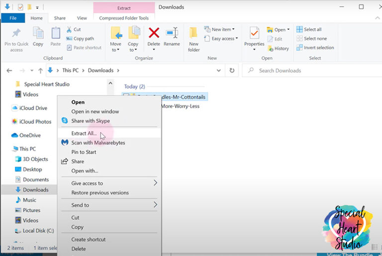 How To Unzip And View SVG Files in Windows 10 - Special Heart Studio