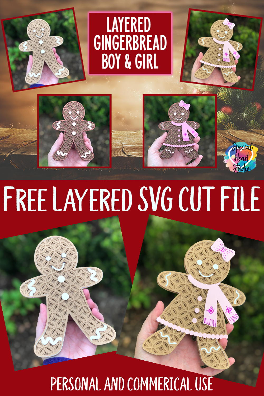 LAYERED GINGERBREAD BOY AND GINGERBREAD GIRL - SPECIAL HEART STUDIO